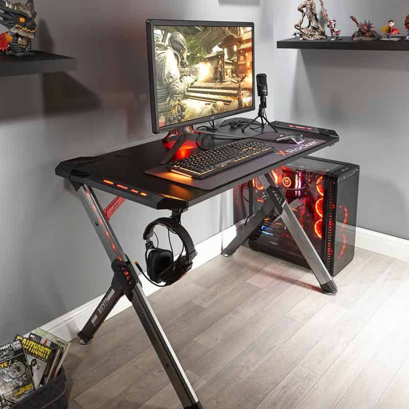 X Rocker Lynx RGB computer desk Black, Gray | Quzo